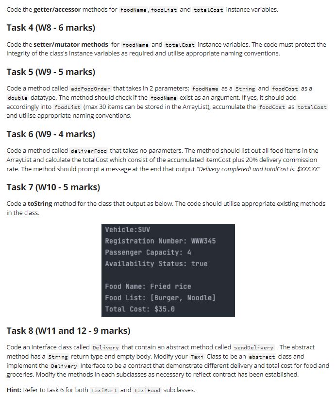 Solved Java Programmingpublic class Taxi { // part A | Chegg.com