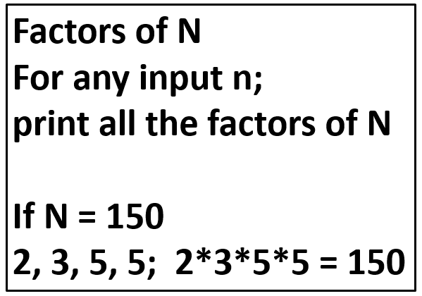 Solved Factors of N For any input n; print all the factors | Chegg.com