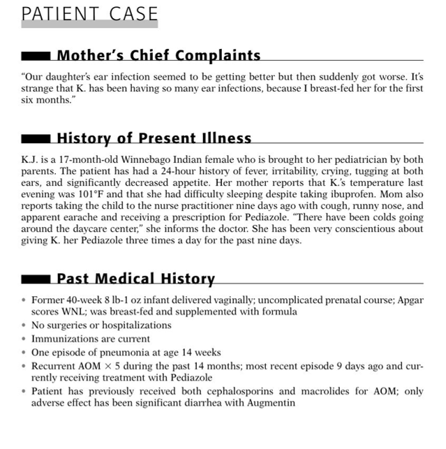 Case StudyAcute Otitis Media Case Study - p.438Answer | Chegg.com