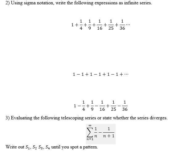 Solved 2) Using sigma notation, write the following | Chegg.com