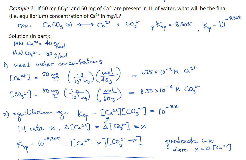 Solved - 8.305 24 = pKsp = 8.305 0 g/mol Example 2: If 50 mg | Chegg.com
