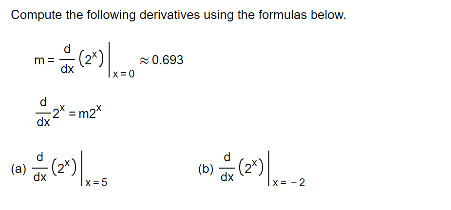 Solved Compute the following derivatives using the formulas | Chegg.com
