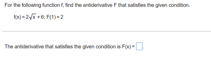 Solved For The Following Function F Find The Antiderivative