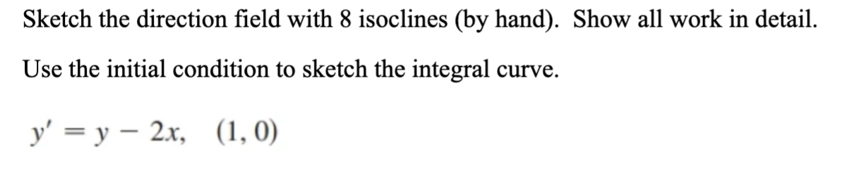 Solved Sketch the direction field with 8 isoclines (by | Chegg.com