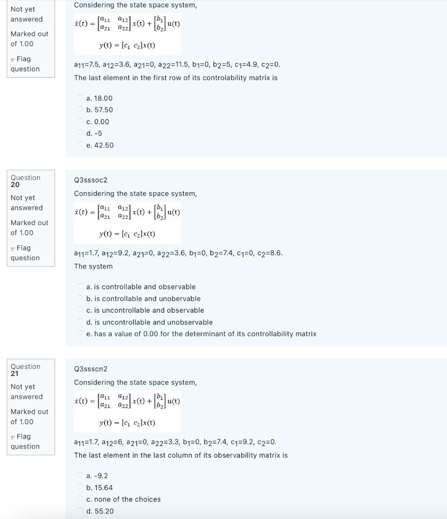 Solved Considering the state space system, | Chegg.com