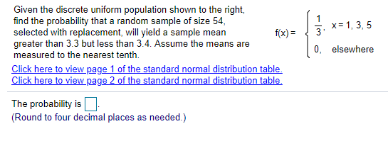 Solved x= 1,3,5 Given the discrete uniform population shown | Chegg.com
