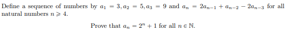 Solved Define a sequence of numbers by a1=3,a2=5,a3=9 and | Chegg.com