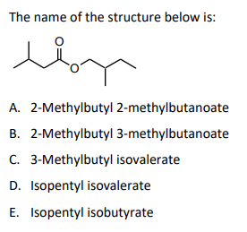 Solved The name of the structure below is: vor A. | Chegg.com