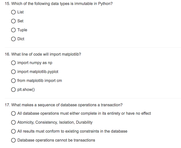 Solved 15. Which of the following data types is immutable in | Chegg.com Solved 15. Which of the following data types is immutable in | Chegg.com
