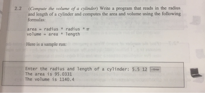 Solved (Compute the volume of a cylinder) Write a program | Chegg.com