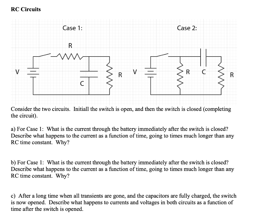 Solved RC Circuits Case 1: Case 2: w V W v = R V = WM | Chegg.com