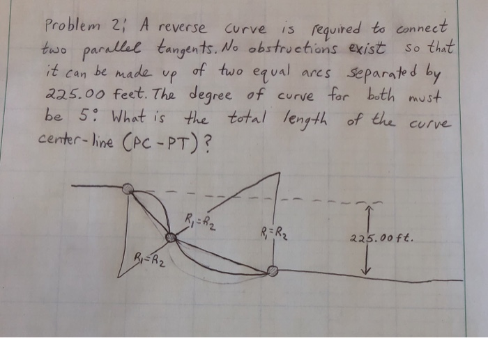 Problem 2; A reverse curve is equired to connect tvo | Chegg.com