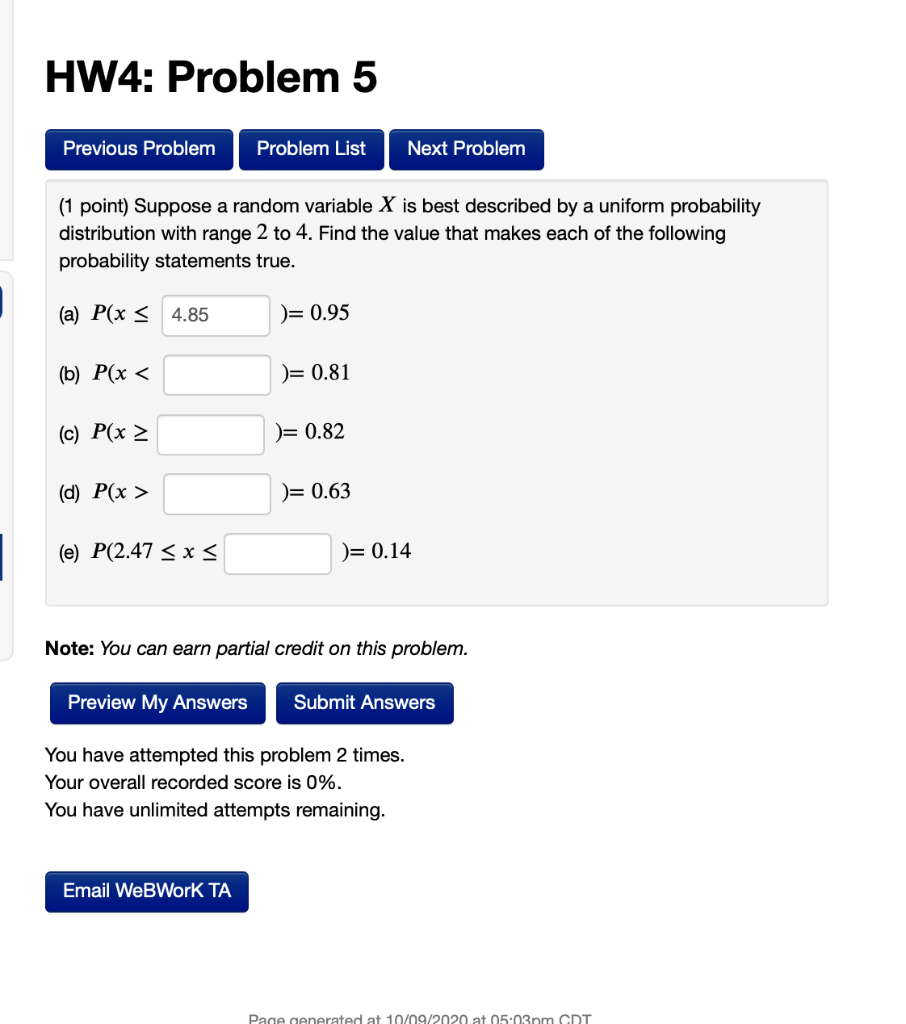 Solved HW4: Problem 5 Previous Problem Problem List Next | Chegg.com