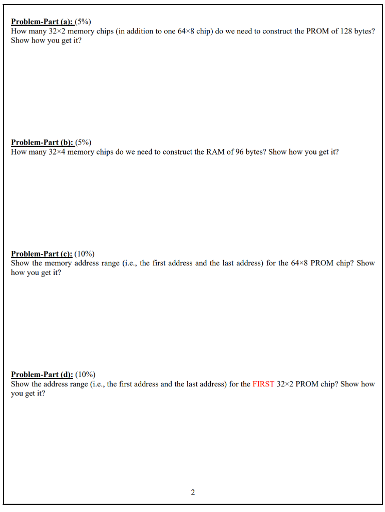 Problem Statement Class of Microcomputers II at Lamar | Chegg.com