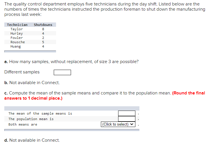 Solved The quality control department employs five | Chegg.com