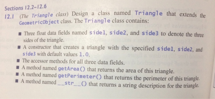 Solved Sections 12.2-12.6 e Triangle class) Design a class | Chegg.com
