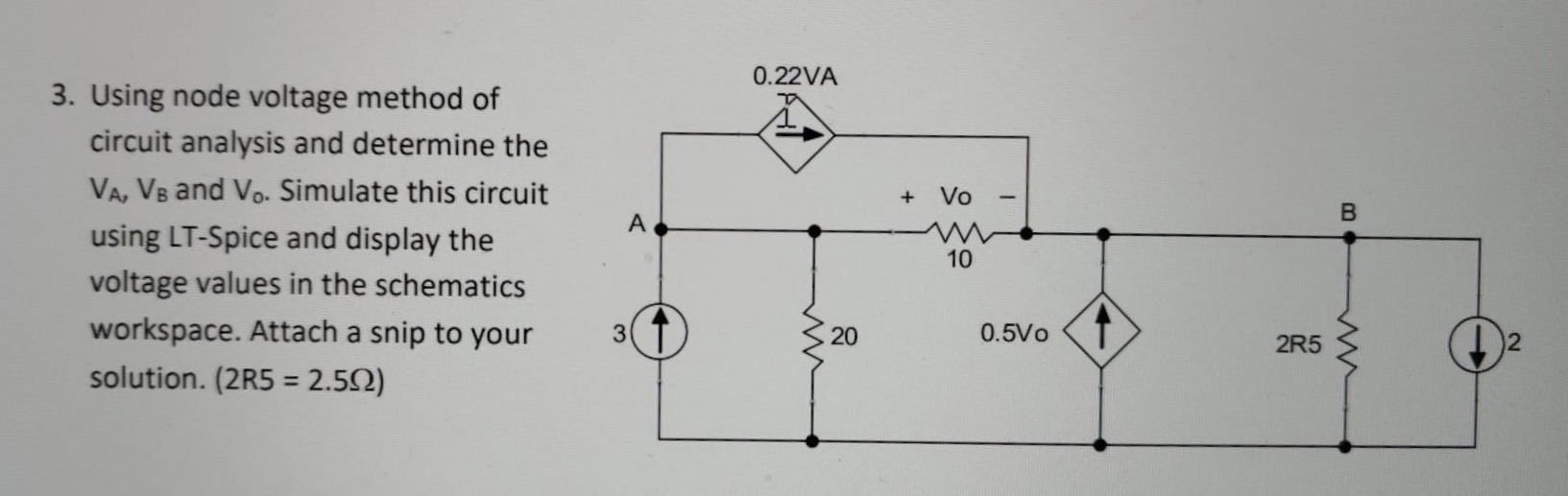 Solved 3. Using node voltage method of circuit analysis and | Chegg.com