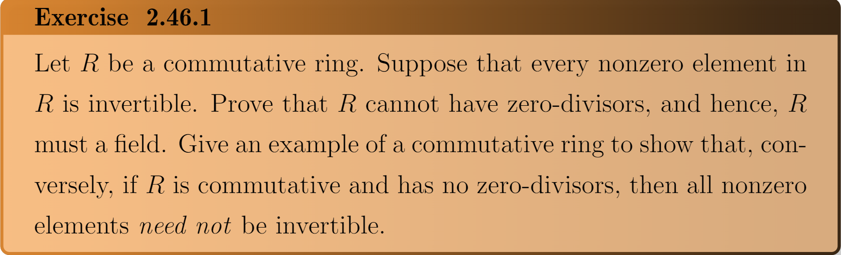 Solved Exercise 2.46.1 Let R be a commutative ring. Suppose | Chegg.com