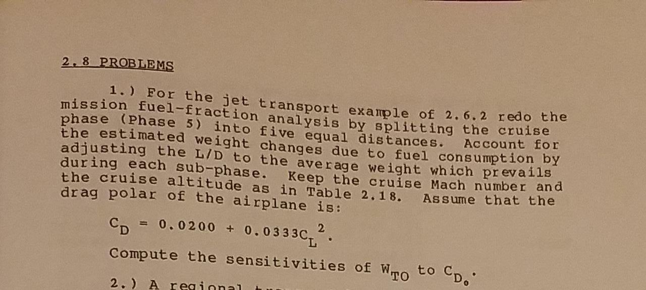 2. 8 PROBLEMS 1.) For the jet transport example of | Chegg.com