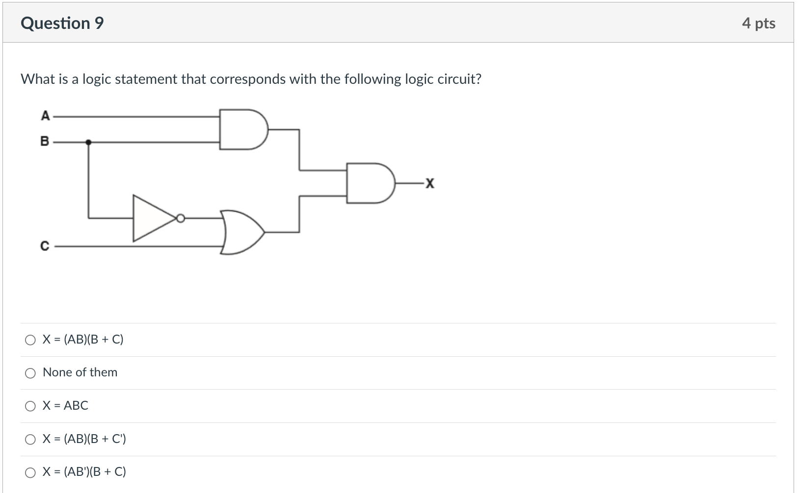 Solved What is a logic statement that corresponds with the | Chegg.com