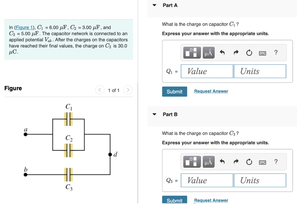 Solved In (Figure 1), C1 = 6.00 μF, C2 = 3.00 μF, and C3 = | Chegg.com