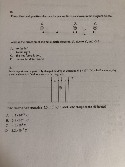 Solved 10. Three identical positive electric charges are | Chegg.com