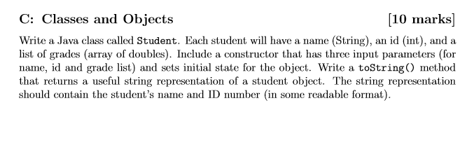 Solved C Classes And Objects 10 Marks Write A Java Class 9846