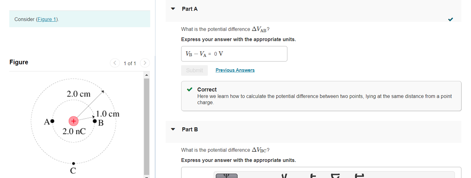 Solved What is the potential difference ΔVAB ? Express your | Chegg.com