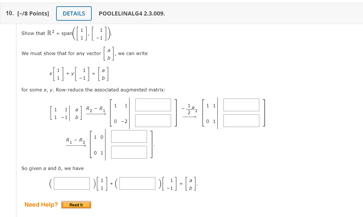 Solved 8. [1/2 Points] DETAILS PREVIOUS ANSWERS POOLELINALG4 | Chegg.com