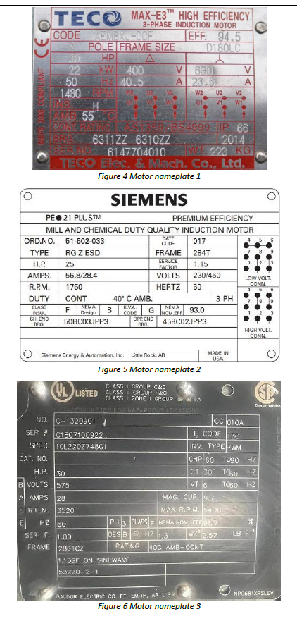Solved For the motors with nameplates as shown in Figures | Chegg.com