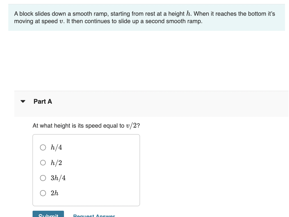 Solved A block slides down a smooth ramp, starting from rest | Chegg.com