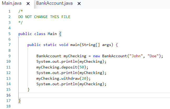 Solved \begin{tabular}{l|l} 1 & /* \\ 2 & DO NOT CHANGE THIS | Chegg.com
