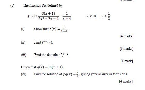Solved The function fis defined by: f:x 3(x+1) 1 2x2 + 7x - | Chegg.com