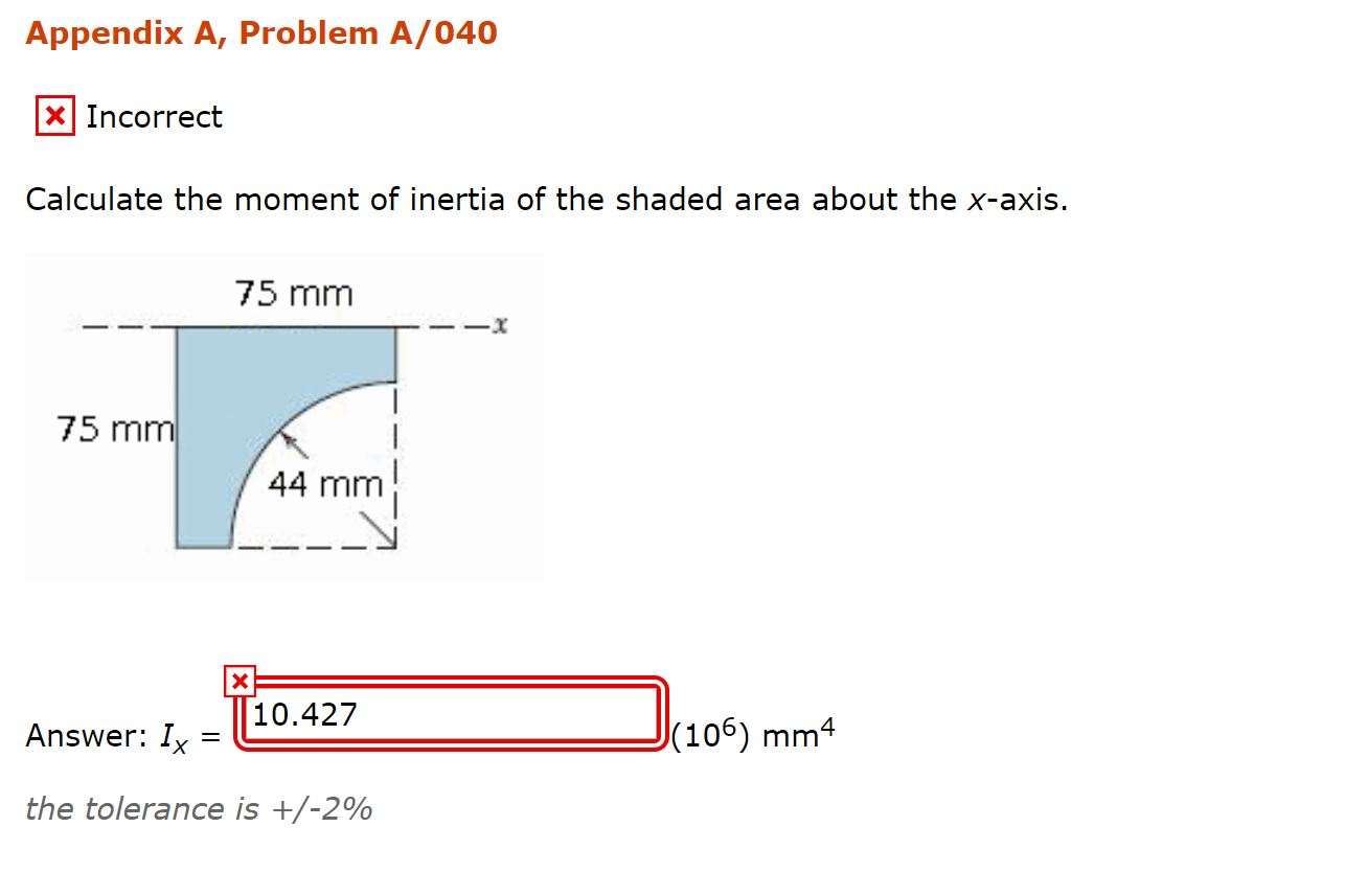 Solved Appendix A, Problem A/040 x Incorrect Calculate the | Chegg.com
