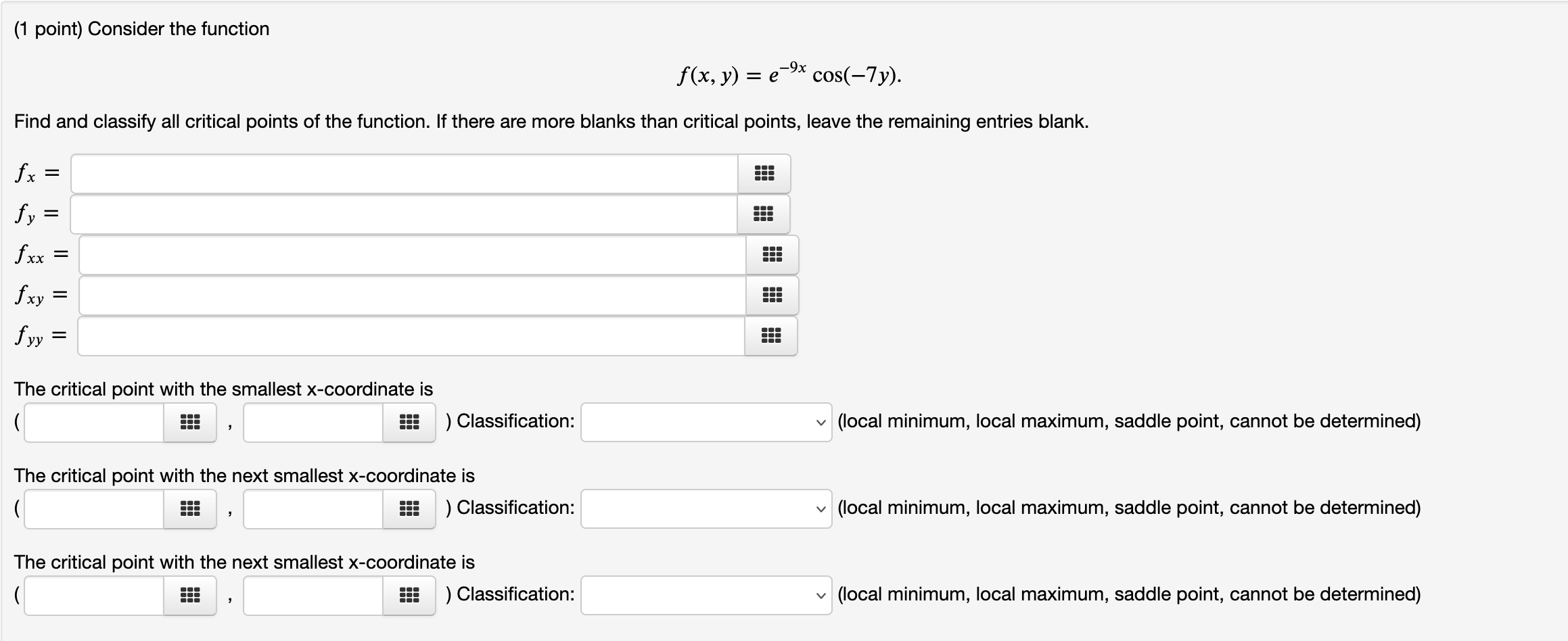 Solved (1 point) For each of the following functions, find | Chegg.com