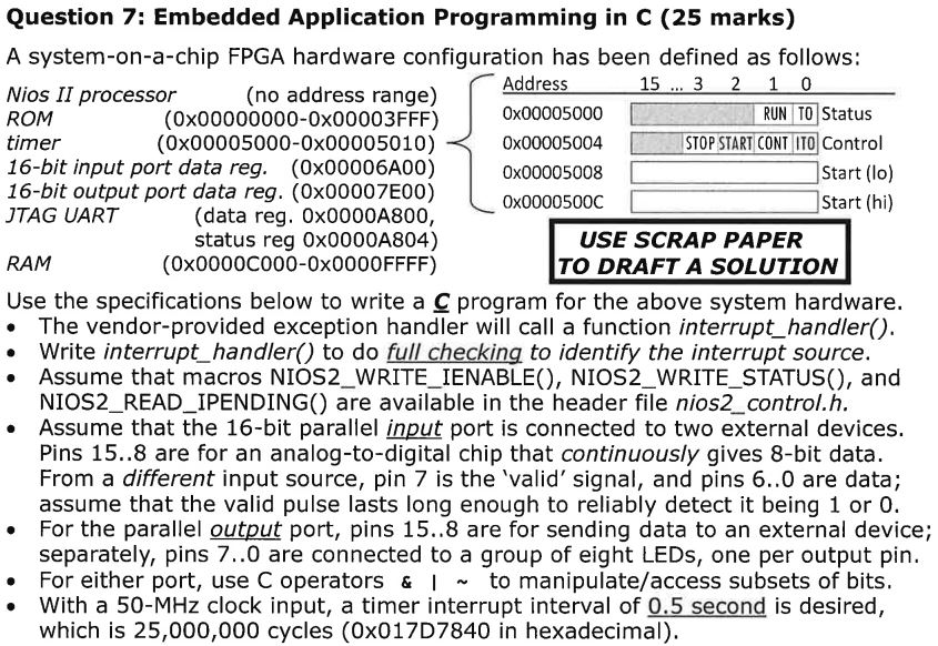 Question 7: Embedded Application Programming in C (25 | Chegg.com