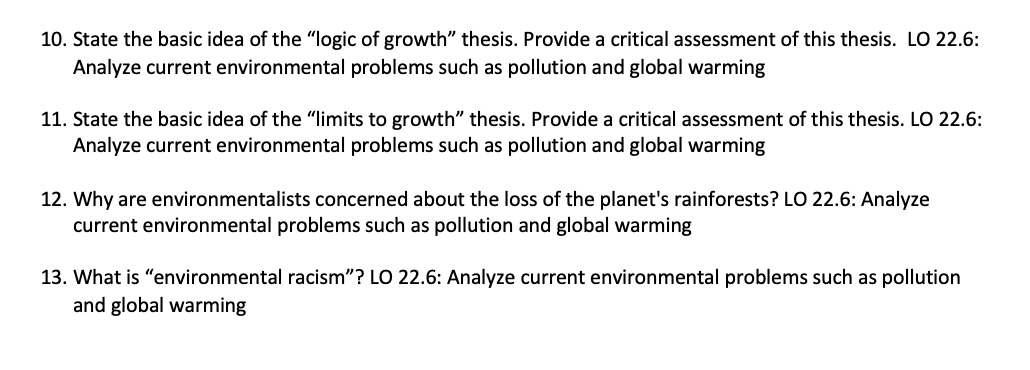10. State the basic idea of the “logic of growth” | Chegg.com
