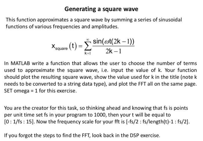 Solved Generating a square wave This function approximates a | Chegg.com