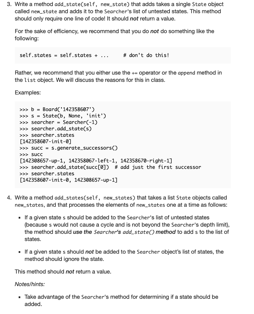 Solved Part III: A Searcher class for random search In the | Chegg.com