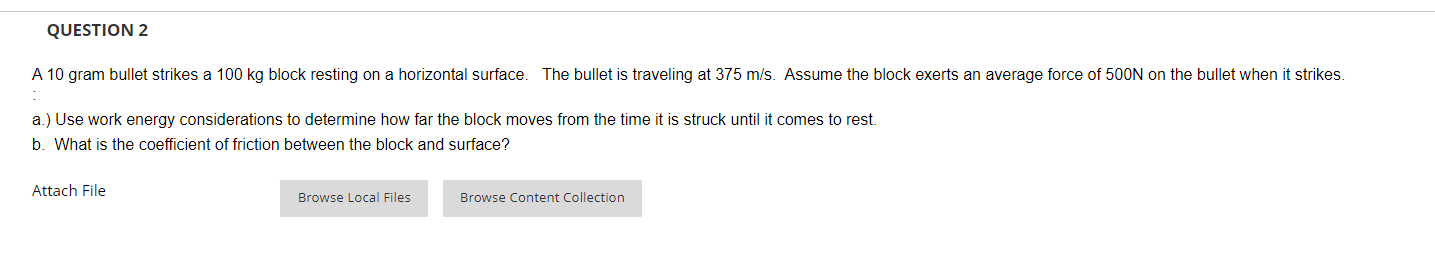 Solved A 10 gram bullet strikes a 100 kg block resting on a | Chegg.com