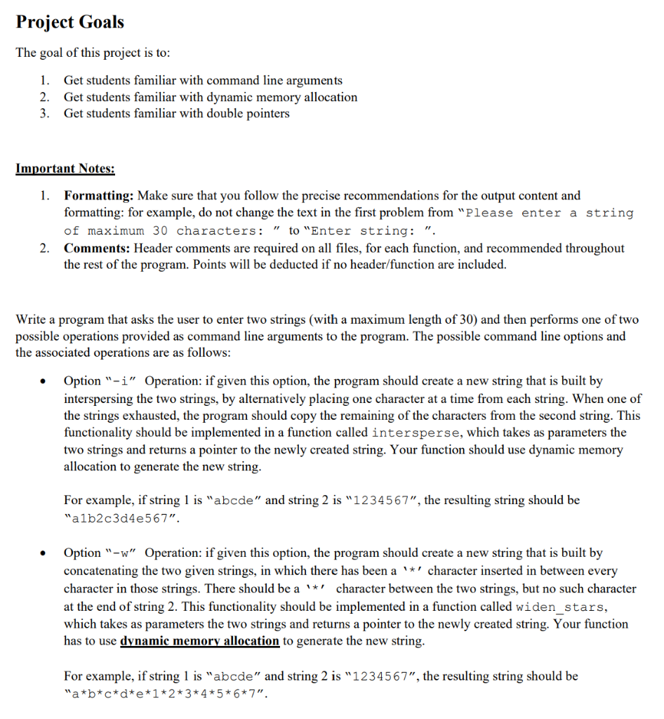 Solved Project Goals The goal of this project is to: 1. Get | Chegg.com