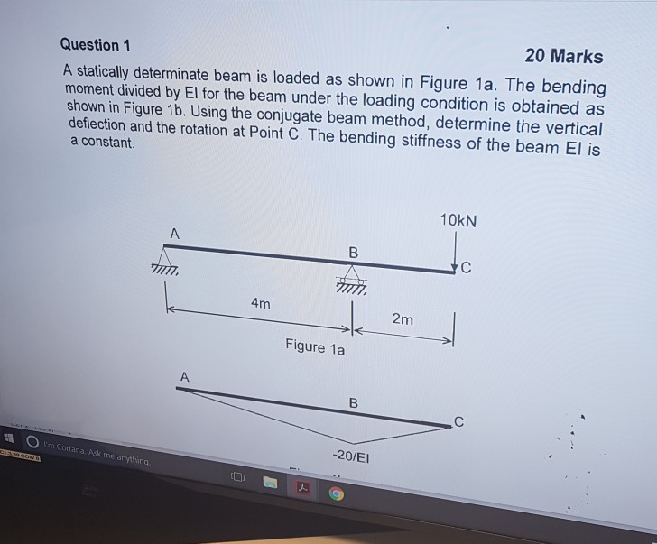 Solved 20 Marks Question 1 A statically determinate beam is | Chegg.com