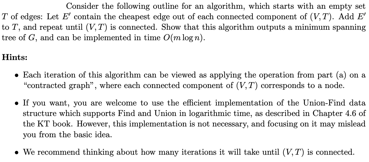 Solved Consider an undirected connected graph G = (V, E) | Chegg.com