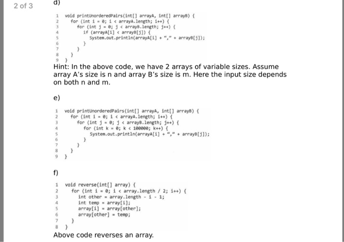 Solved 1) What's the run time of each of the code snippets | Chegg.com