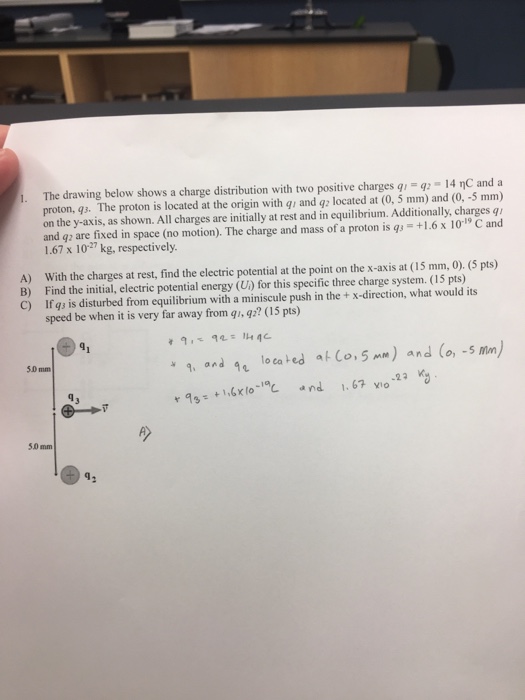 Solved The drawing below shows a charge distribution with | Chegg.com