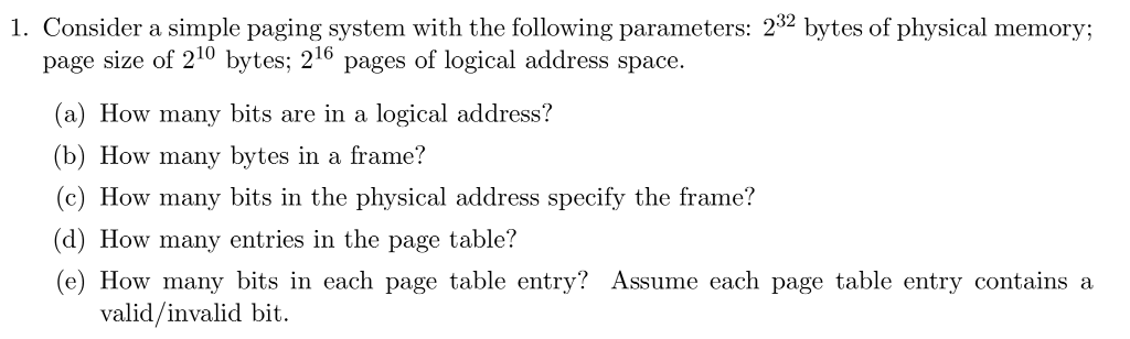 Solved 1 Consider A Simple Paging System With The Following 8882