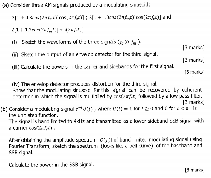 Solved (a) Consider three AM signals produced by a | Chegg.com
