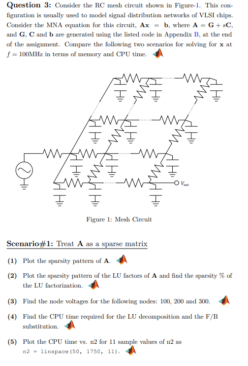 % Generate an MNA matrix for a 2D mesh of resistors | Chegg.com