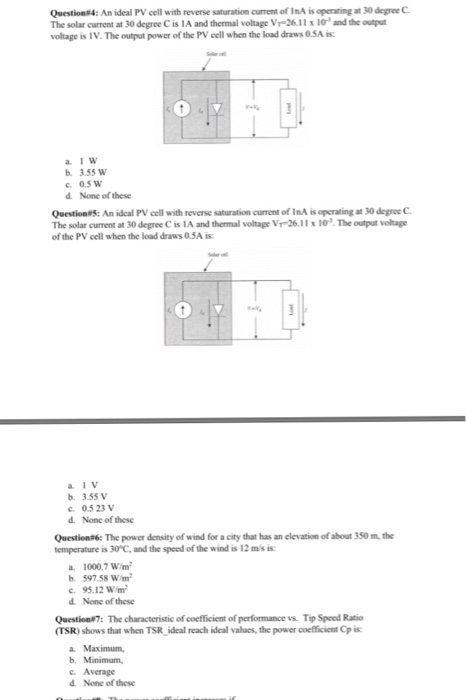 Solved Question 4: An ideal PV cell with reverse saturation | Chegg.com