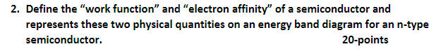 Solved 2. Define the "work function" and "electron affinity" | Chegg.com
